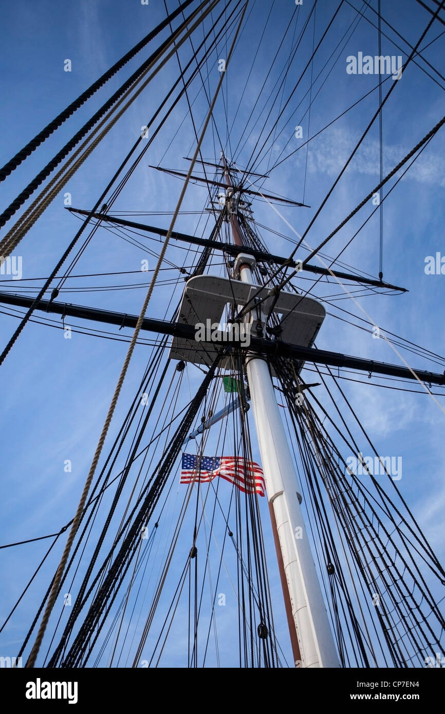 Mast and rigging of the USS Constitution in Charlestown Massachusetts ...