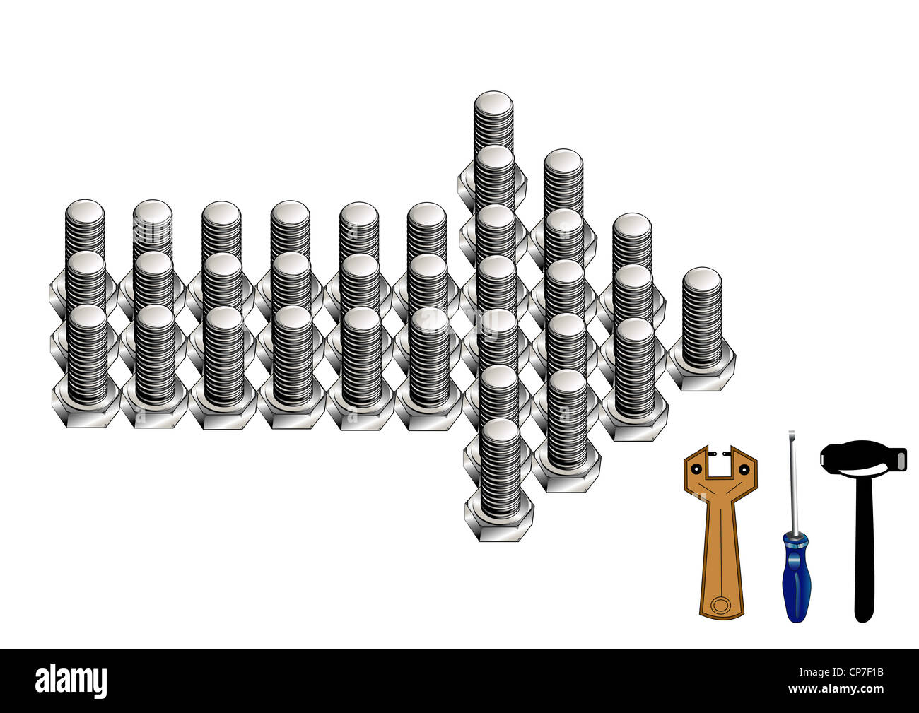 Screws made of arrow sign Stock Photo - Alamy