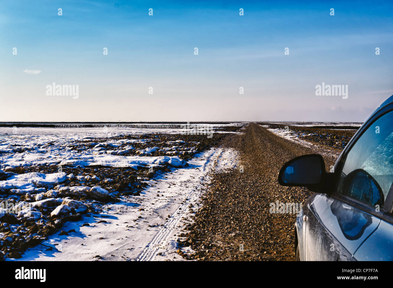 Wadden sea road to the island Mando, Denmark Stock Photo - Alamy