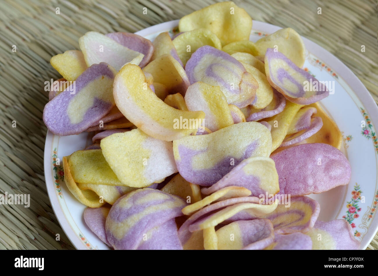 assorted snacks , crispy rice on dish Stock Photo - Alamy