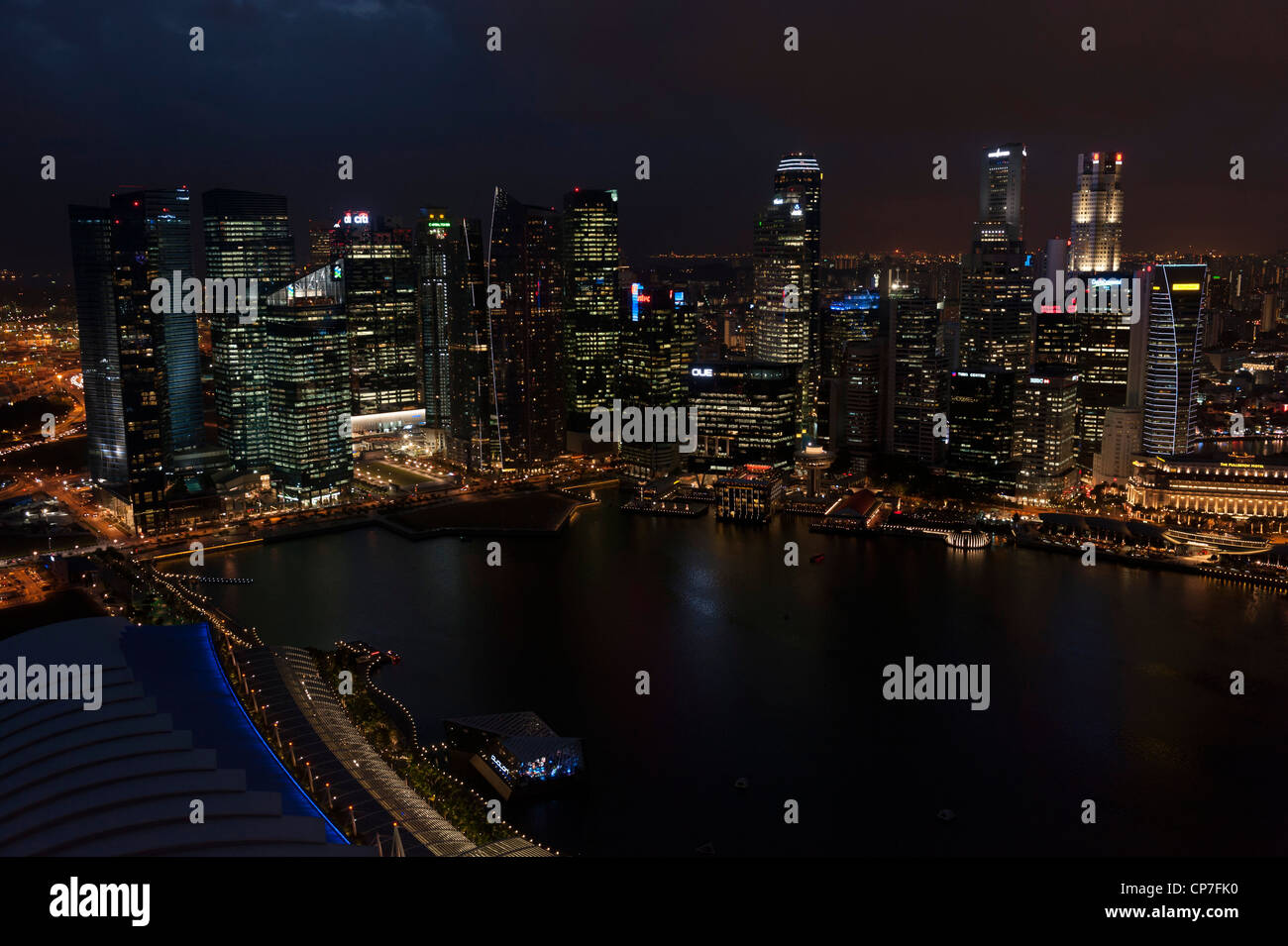 View of the financial district high rise buildings from the Marina Bay ...