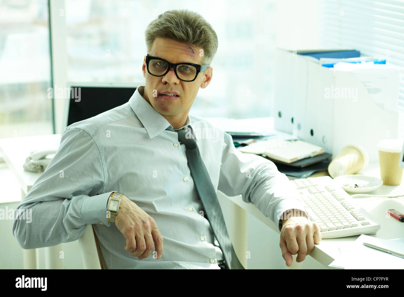 Portrait Businessman Bruise Looking Camera High Resolution Stock ...