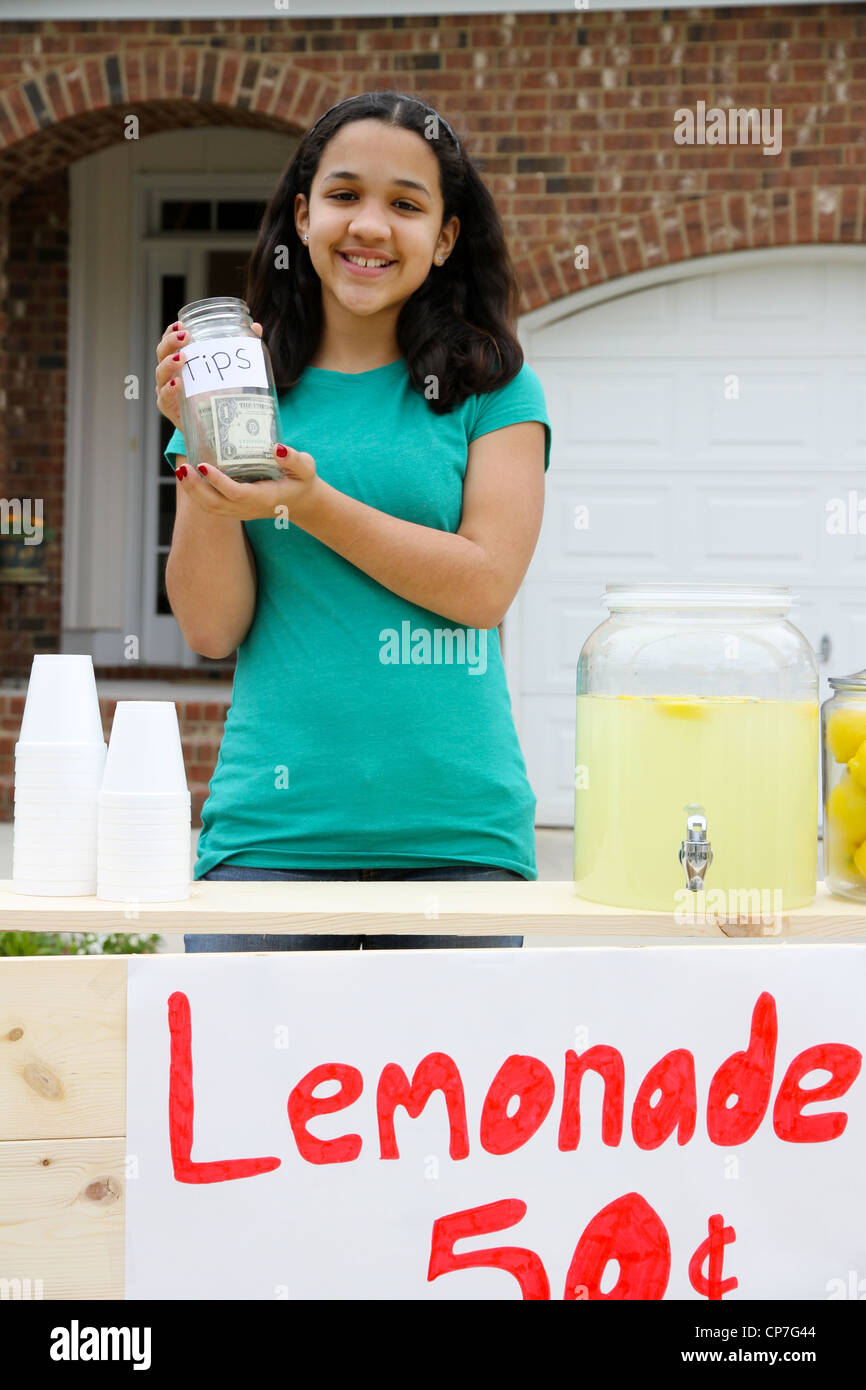 Children selling lemonade in front of their home Stock Photo - Alamy