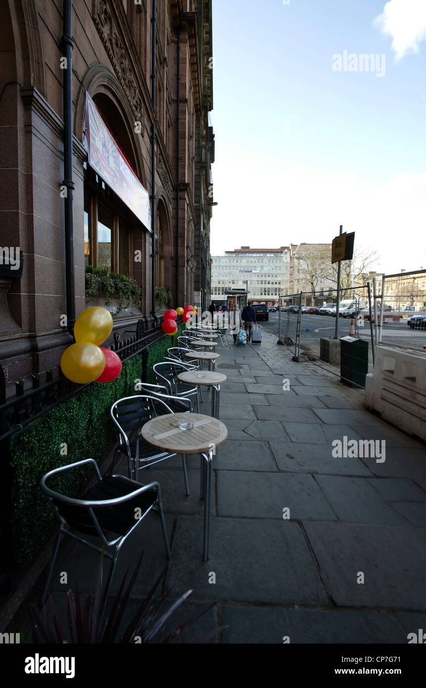 Balloons tied outside a pub in St Andrews Square in the centre of ...