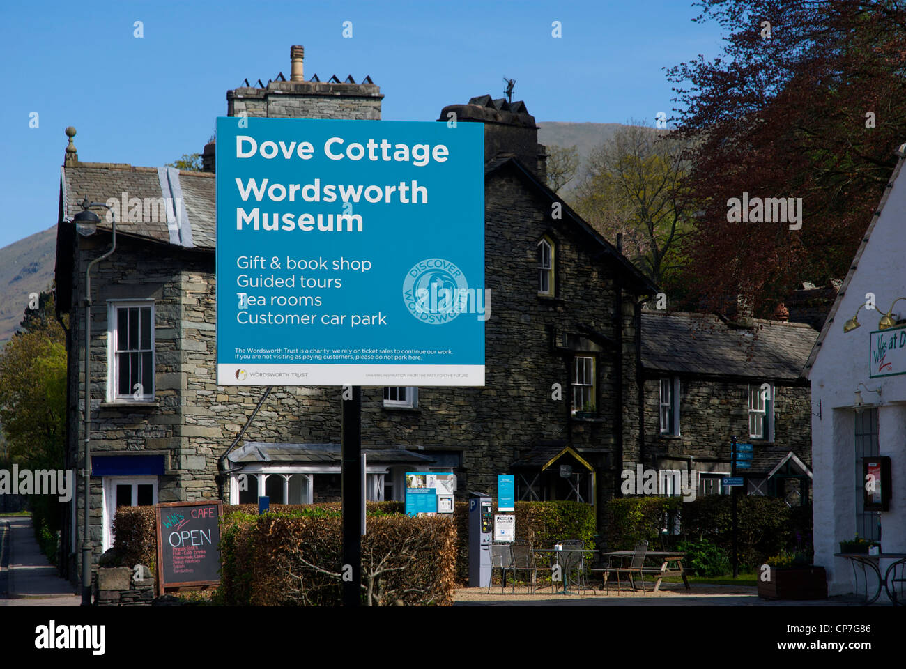 Sign for Dove Cottage and Wordsworth Museum, Grasmere, Lake District ...