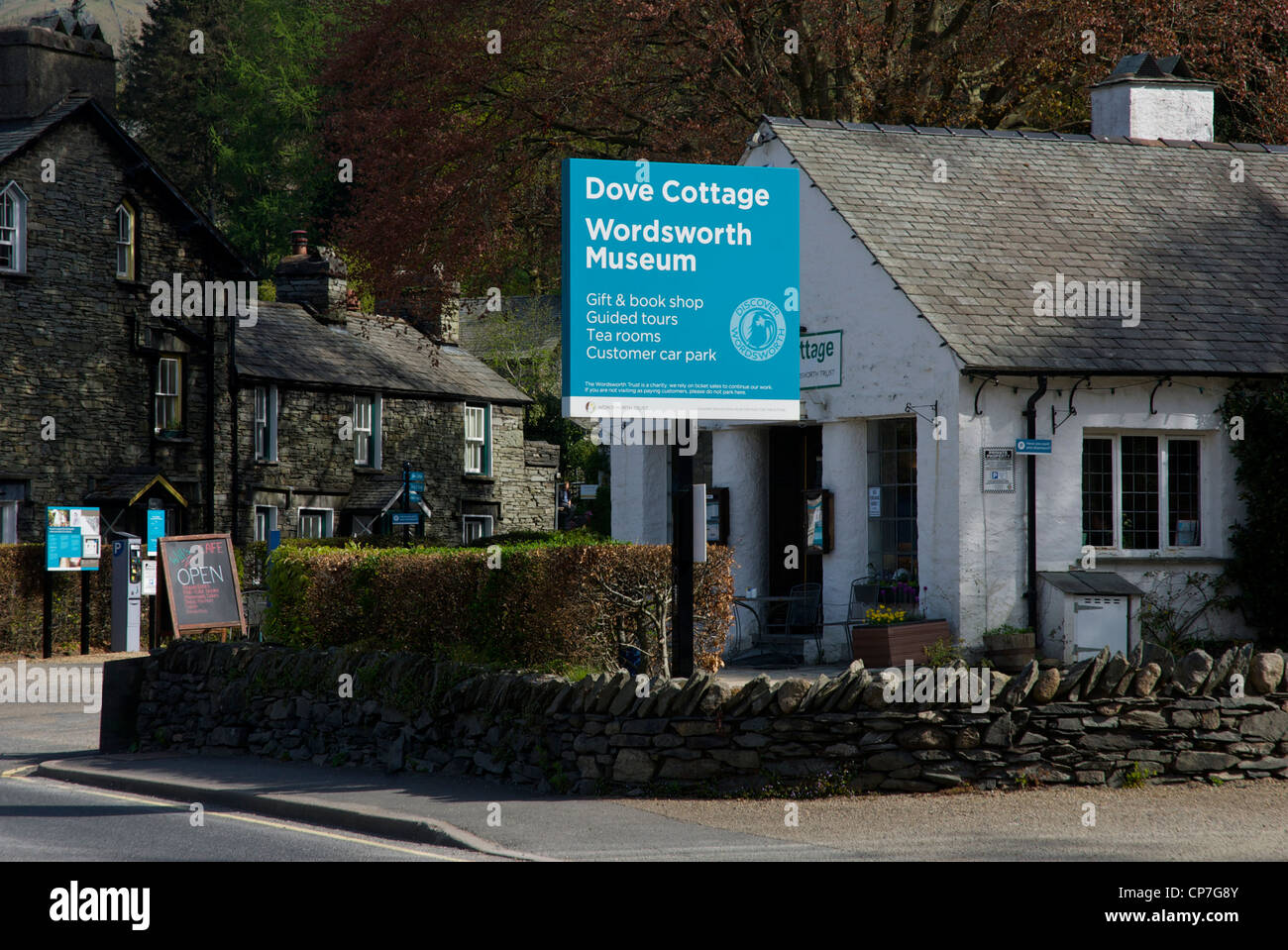 Sign for Dove Cottage and Wordsworth Museum, Grasmere, Lake District ...