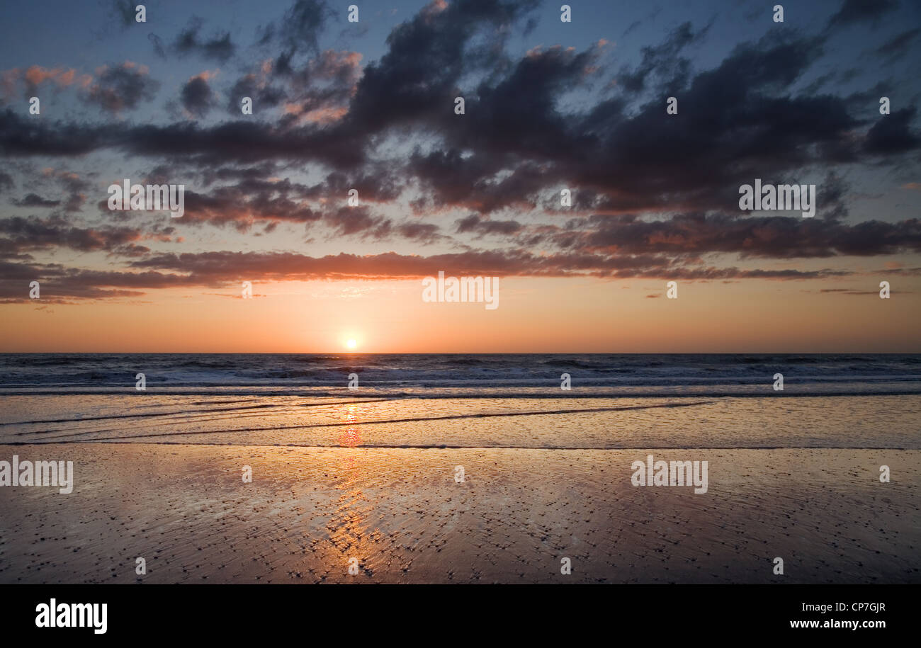 Beautiful sunset on the beach of Noordwijk - The Netherlands Stock ...