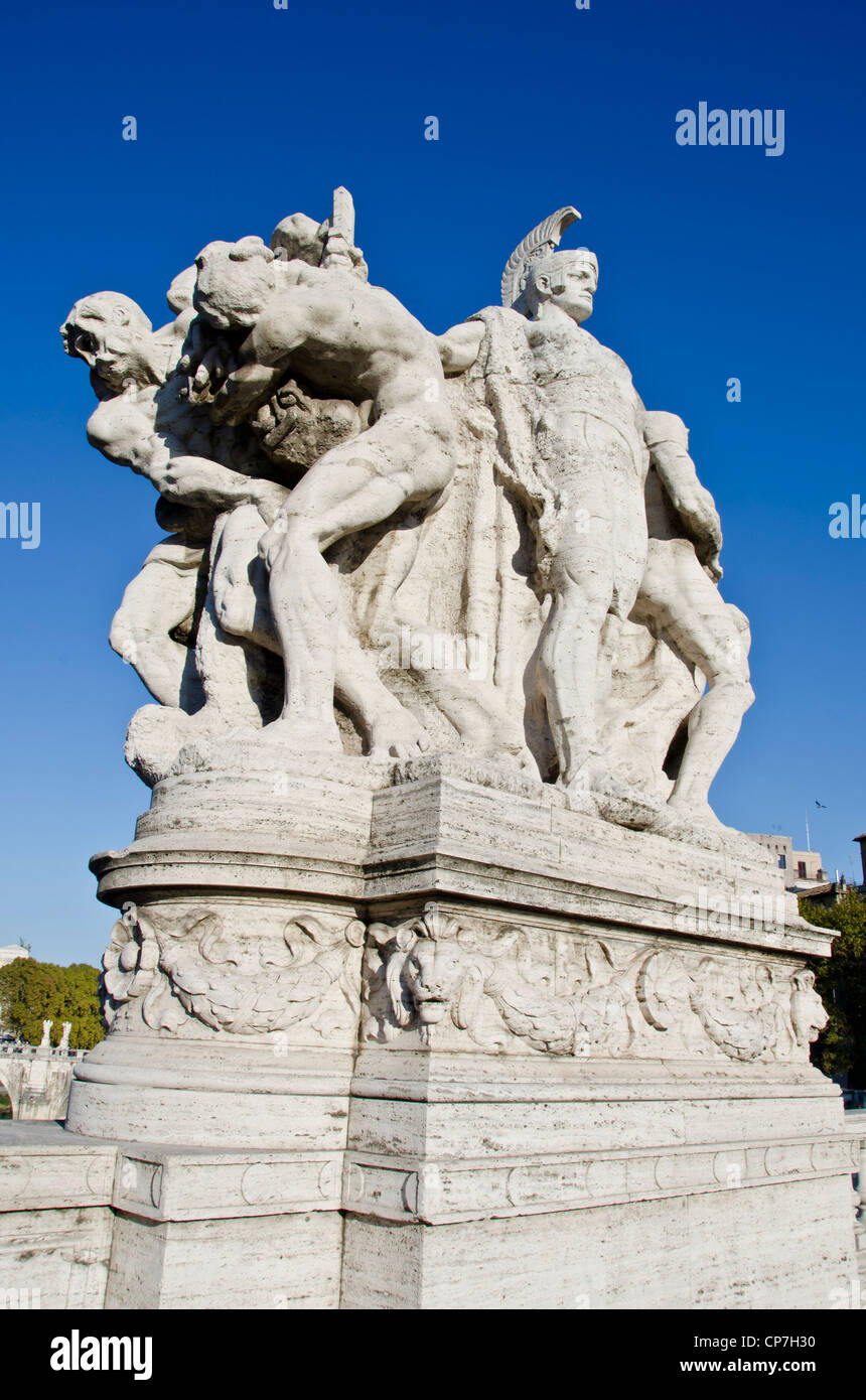 Statue at Ponte Vittorio Emanuelle in Rome Stock Photo - Alamy
