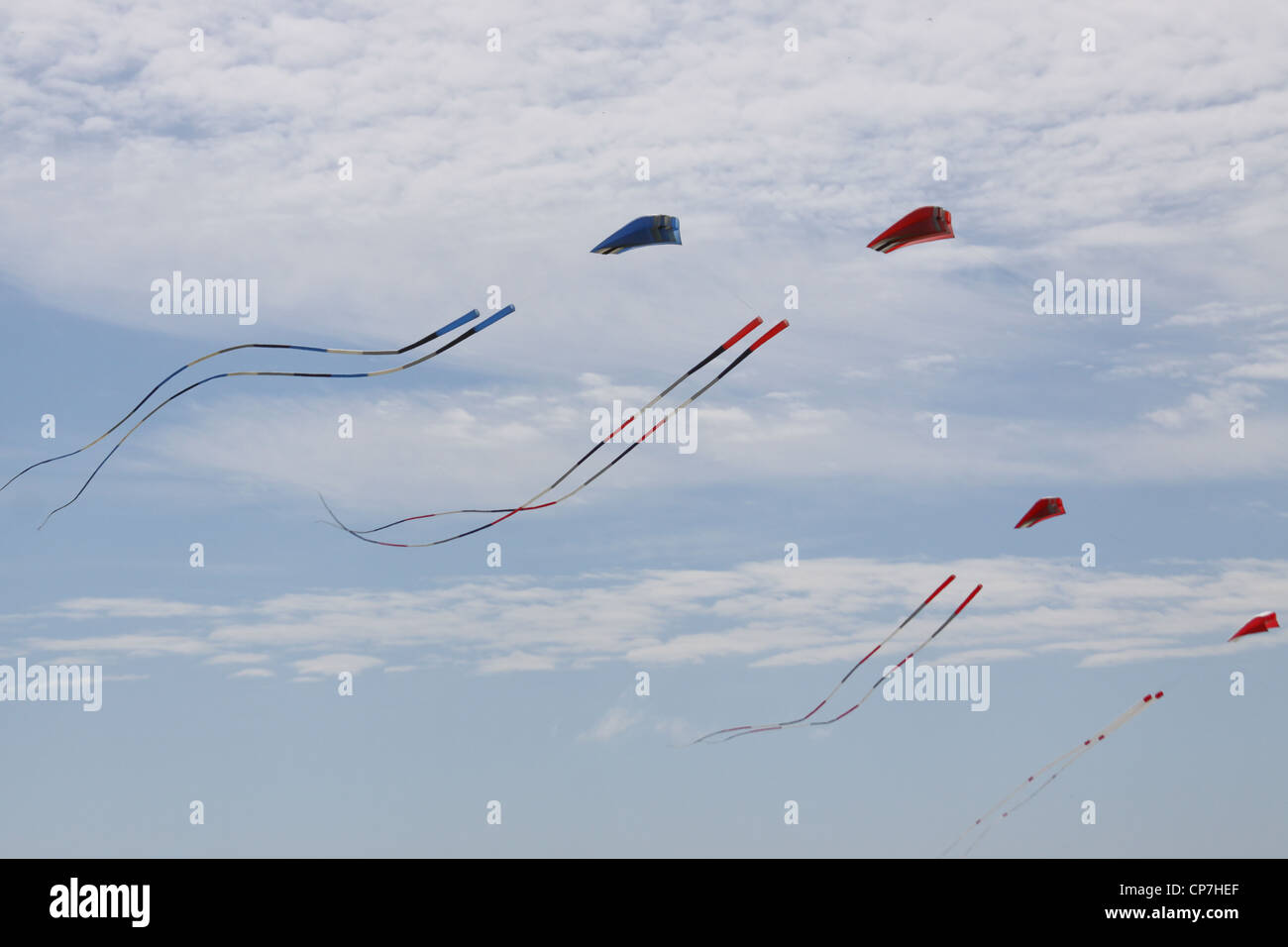 Kites flying aginst a blue sky Stock Photo - Alamy