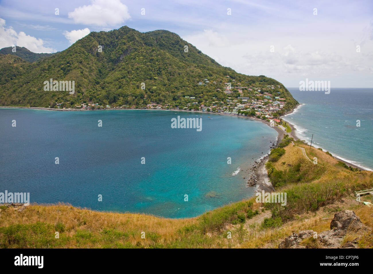 View of the little fishing town of Scott's Head in Dominica from the ...