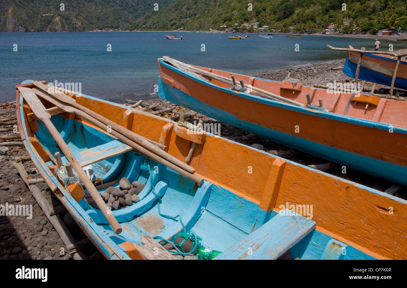 Fishing boats at Scott's Head on the southern tip of Dominica Stock ...