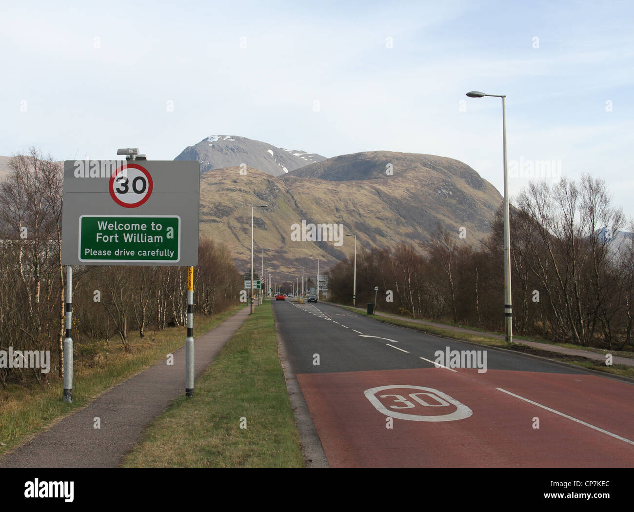 Bilingual Fort William sign Scotland March 2012 Stock Photo - Alamy