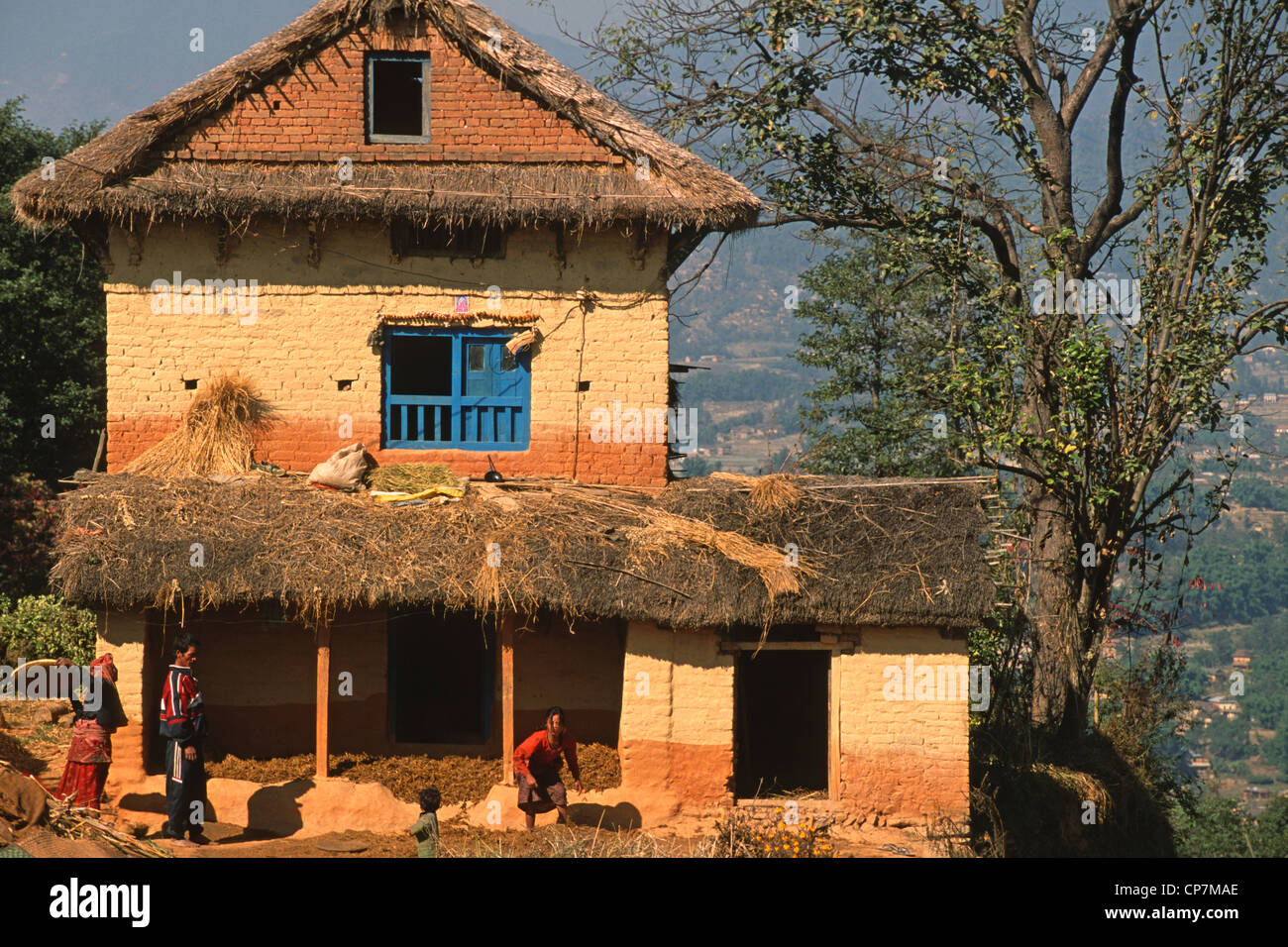 Nepal, Kathmandu Valley, rural house, people Stock Photo - Alamy