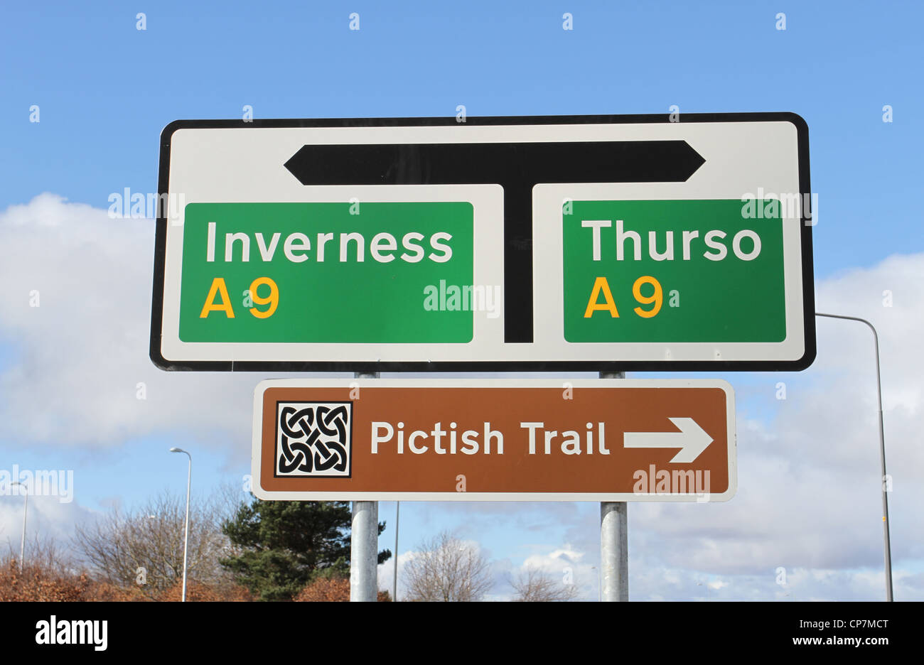 Road sign on A9 near Tain Scotland March 2012 Stock Photo - Alamy