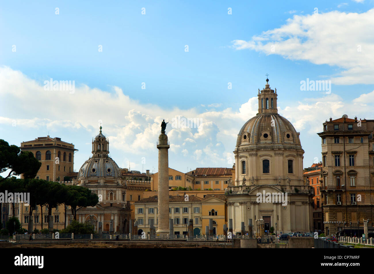 Santissimo Nome di Maria and famous Trajan's Column. Trevi district ...