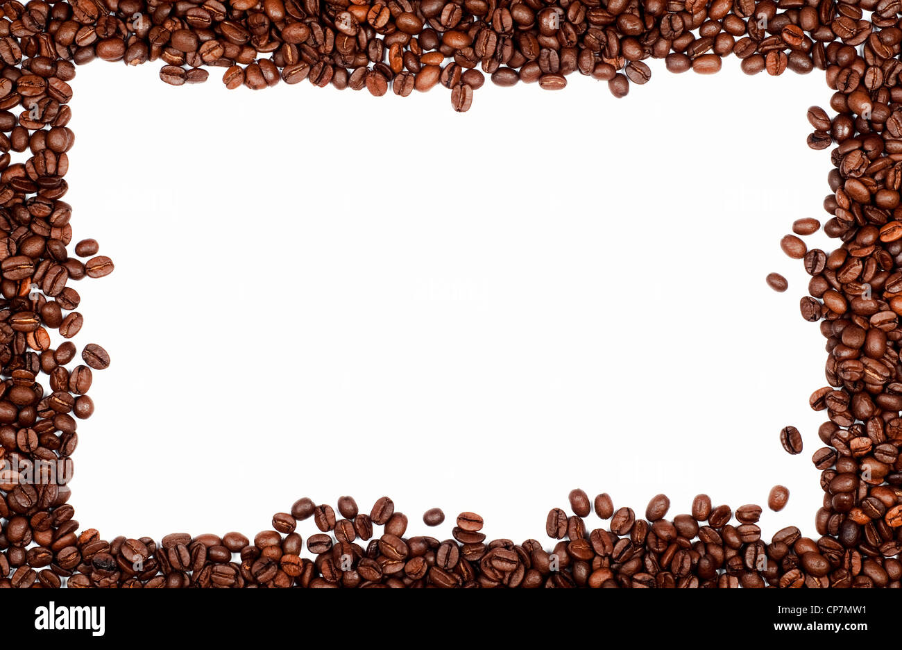 Frame made from roasted coffee beans over white background with room ...