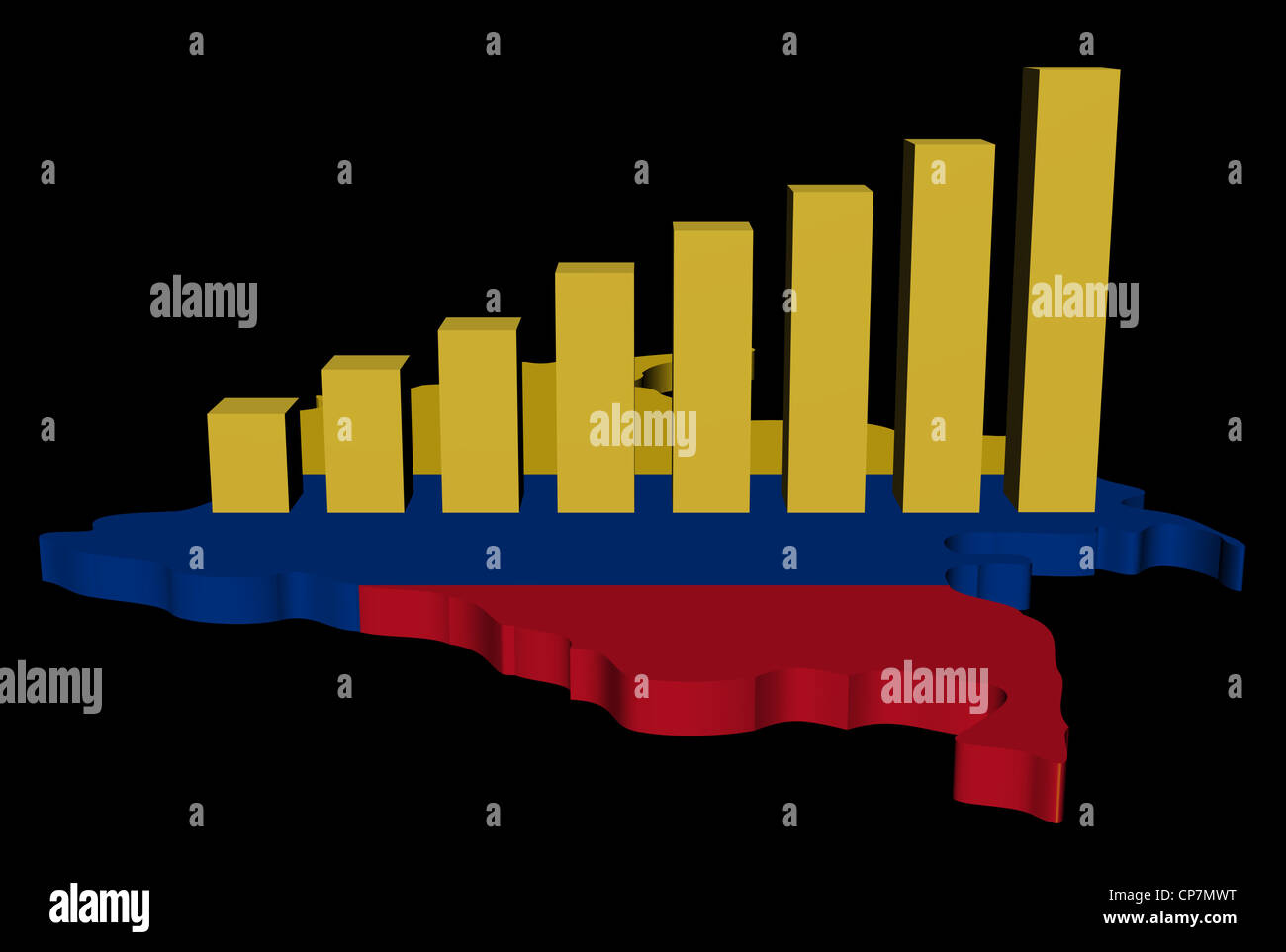 graph on Colombia map flag illustration Stock Photo - Alamy