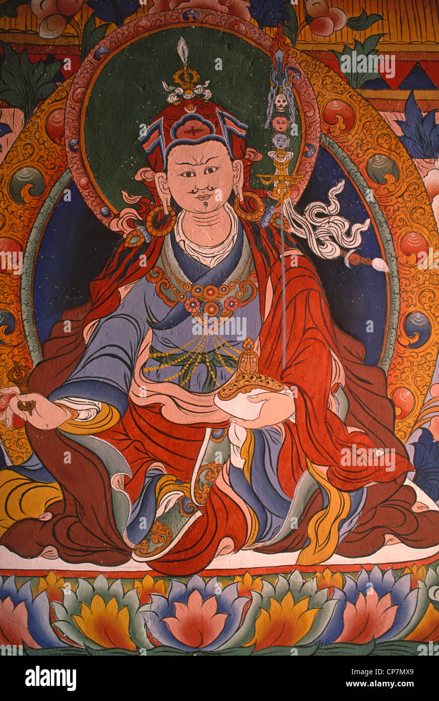 Bhutan, Gantey Gompa, wall painting Stock Photo - Alamy