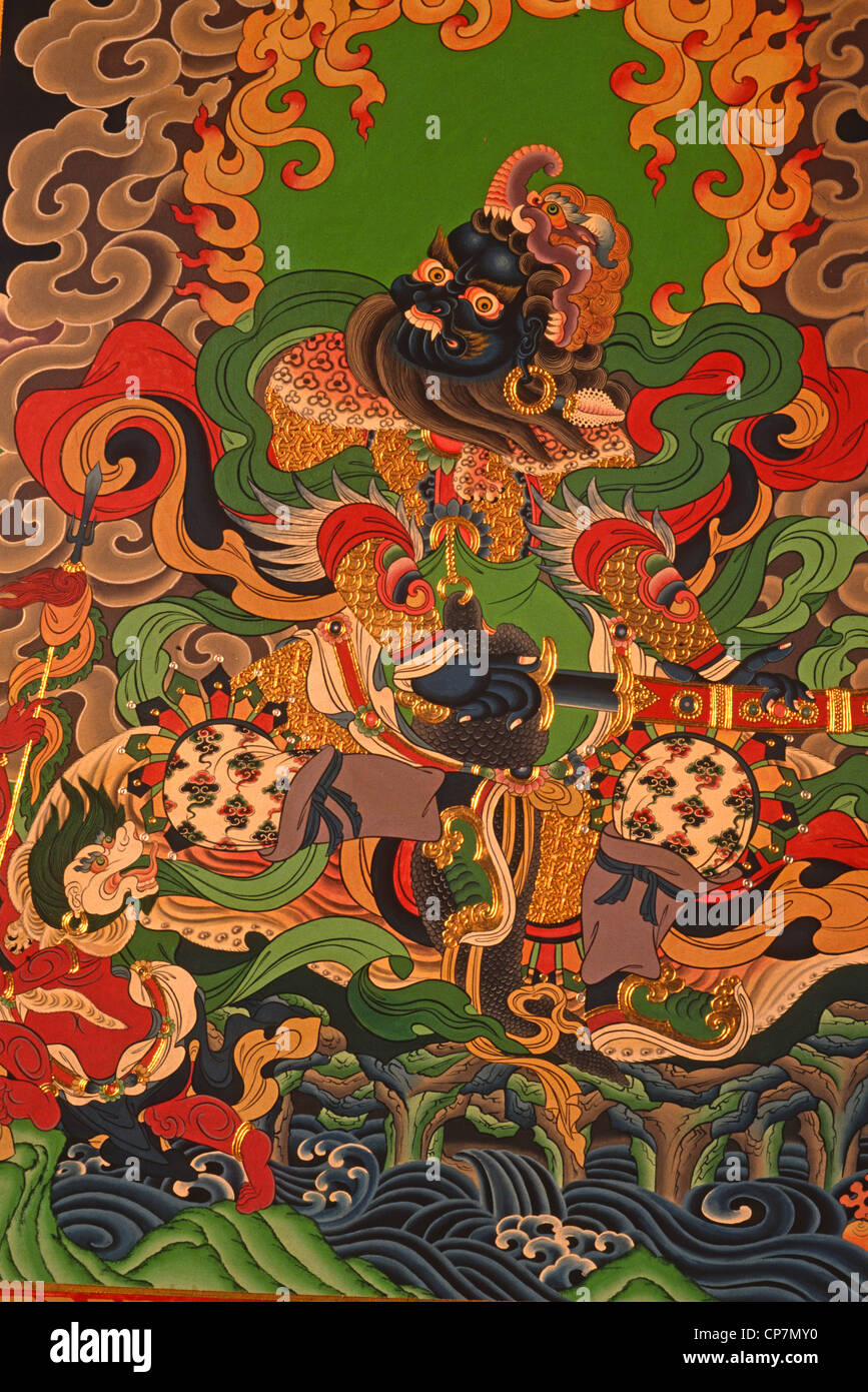 Bhutan, Gantey Gompa, wall painting Stock Photo - Alamy