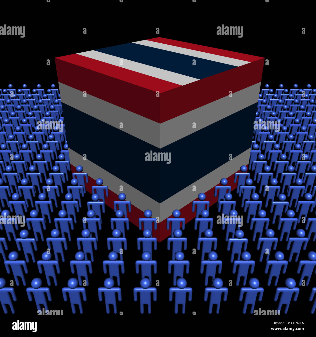 Thai flag cube surrounded by people illustration Stock Photo - Alamy
