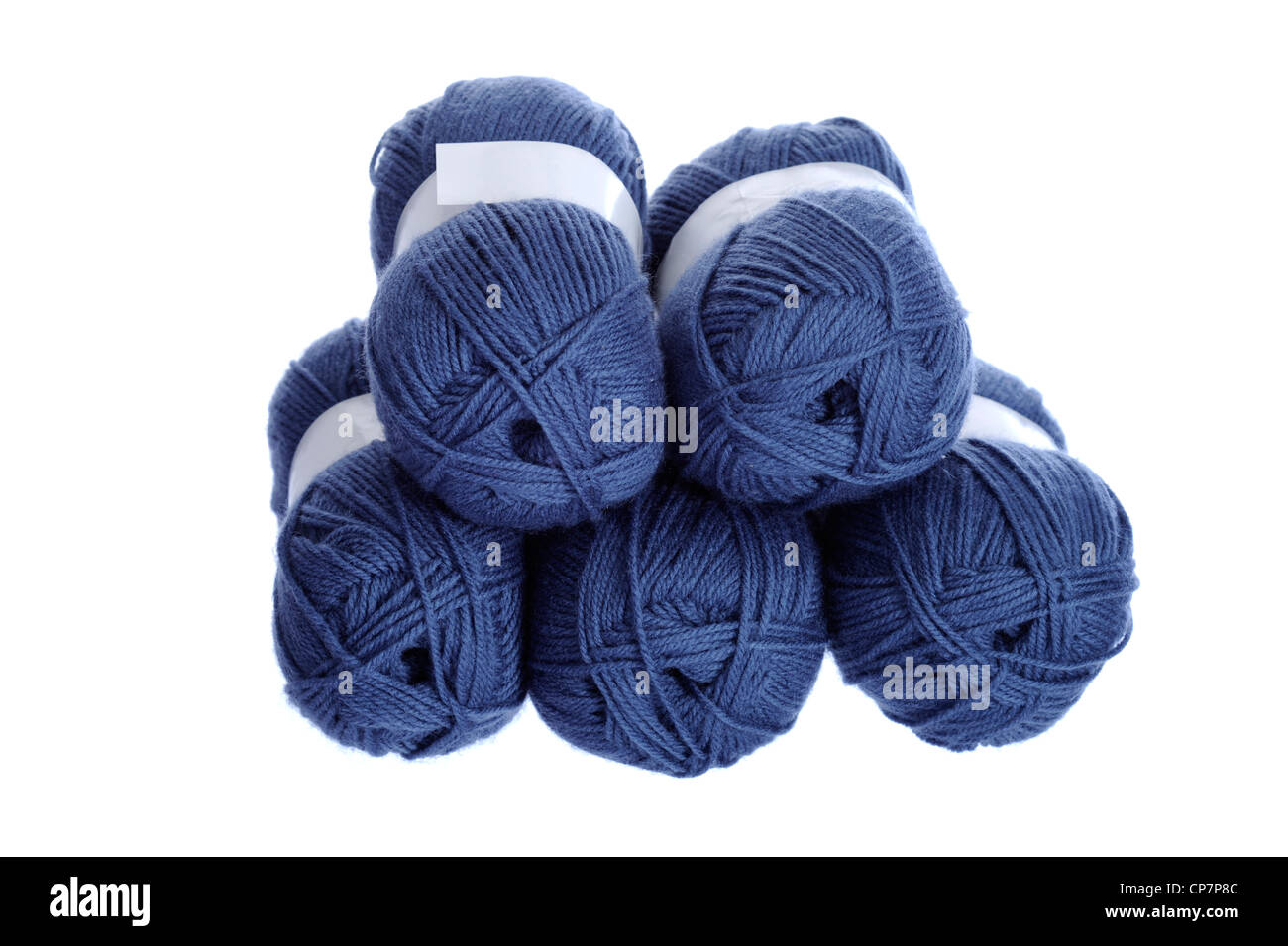 marine blue knitting yarn. isolated on white background Stock Photo - Alamy