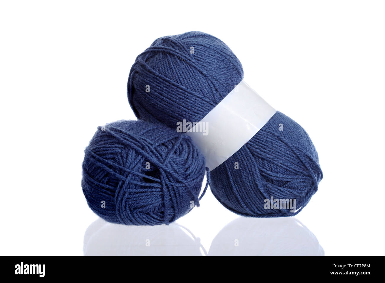 marine blue knitting yarn. isolated on white background Stock Photo - Alamy