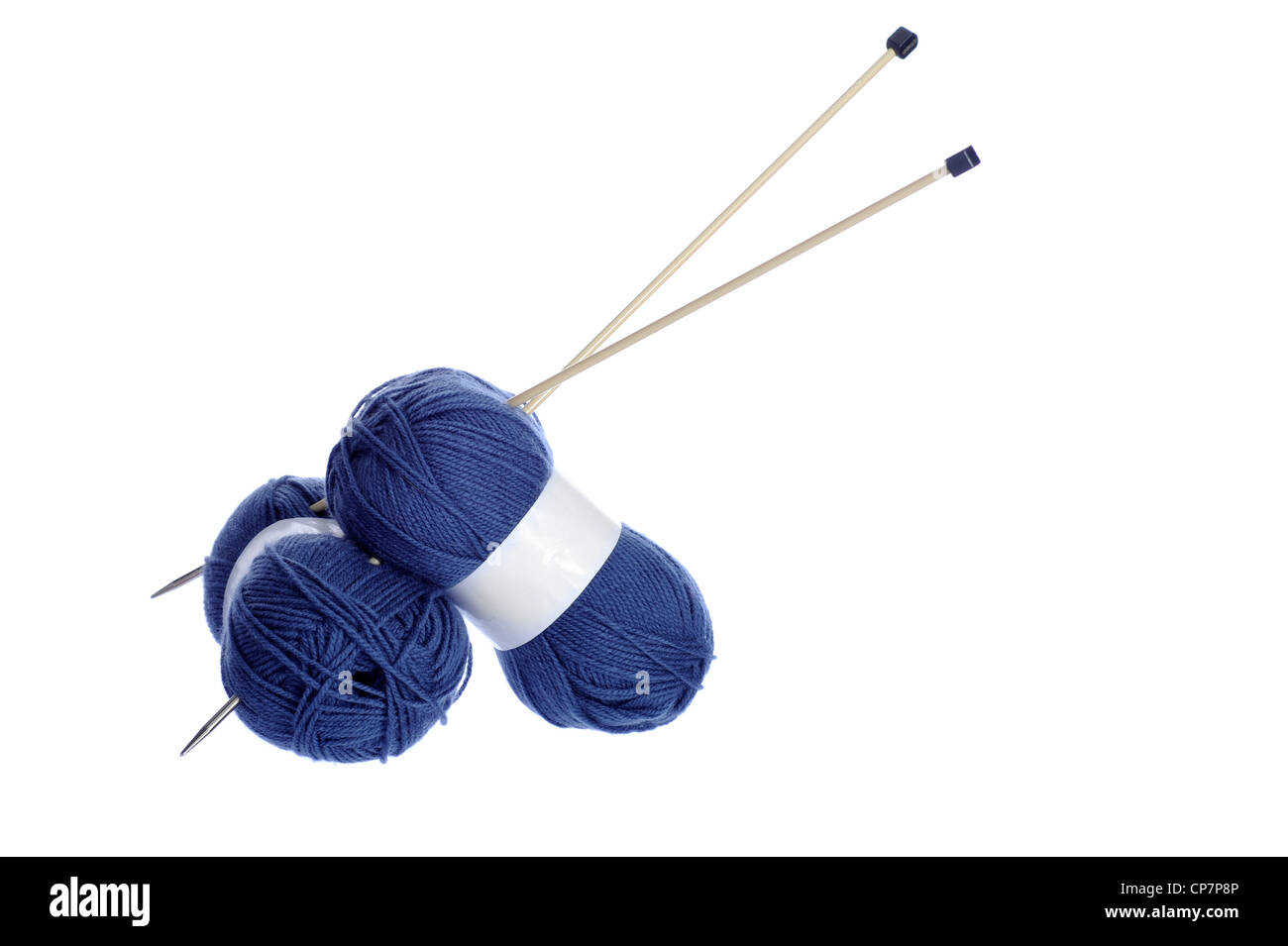 marine blue knitting yarn. isolated on white background Stock Photo - Alamy