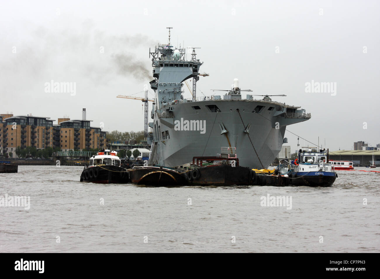 HMS Ocean of the Royal Navy is an amphibious assault ship Stock Photo ...