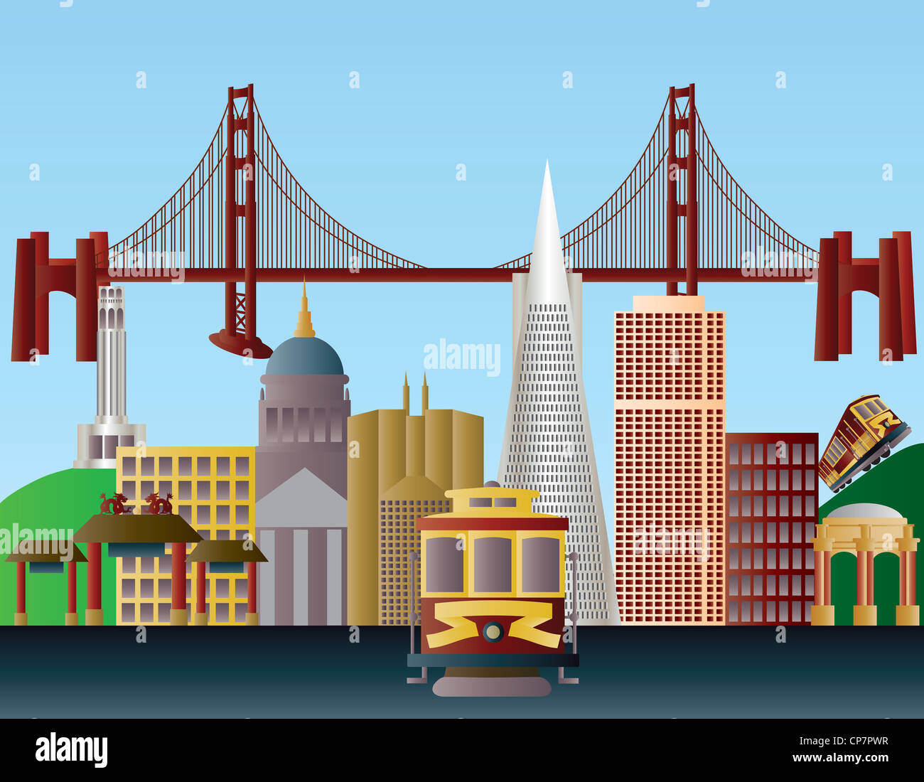 Cartoon San Francisco Skyline