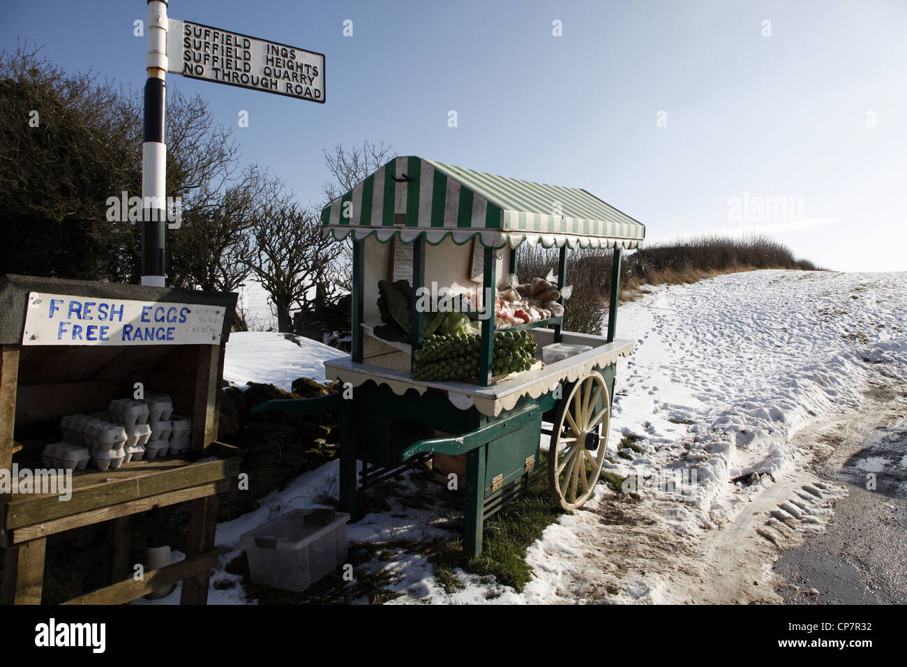 VEGETABLE CART & EGG STALL SUFFIELD NORTH YORKSHIRE ENGLAND 06 February ...