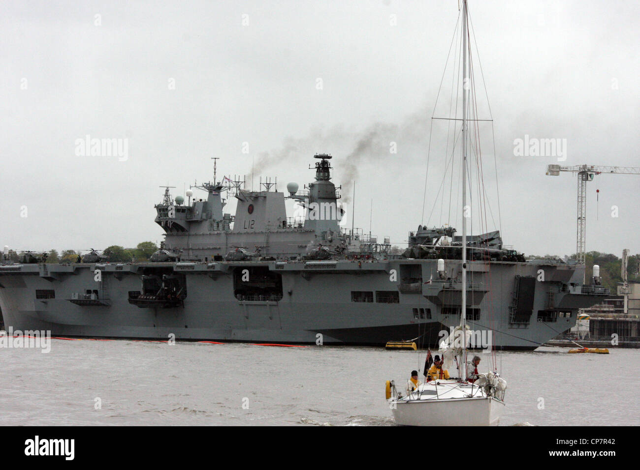 HMS Ocean of the Royal Navy is an amphibious assault ship Stock Photo ...
