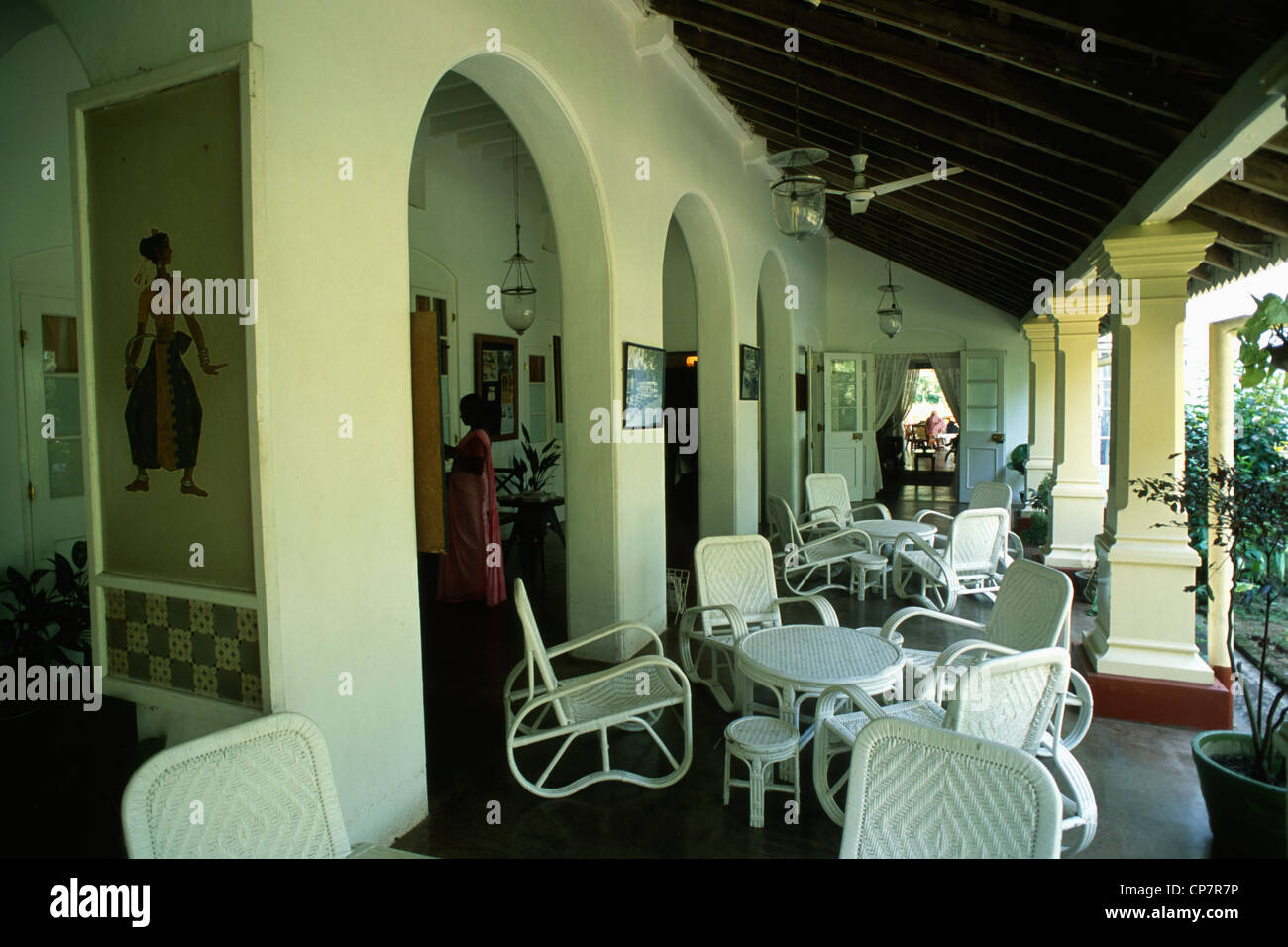 Sri Lanka, Anuradhapura, Tissawewa Rest House, verandah Stock Photo - Alamy