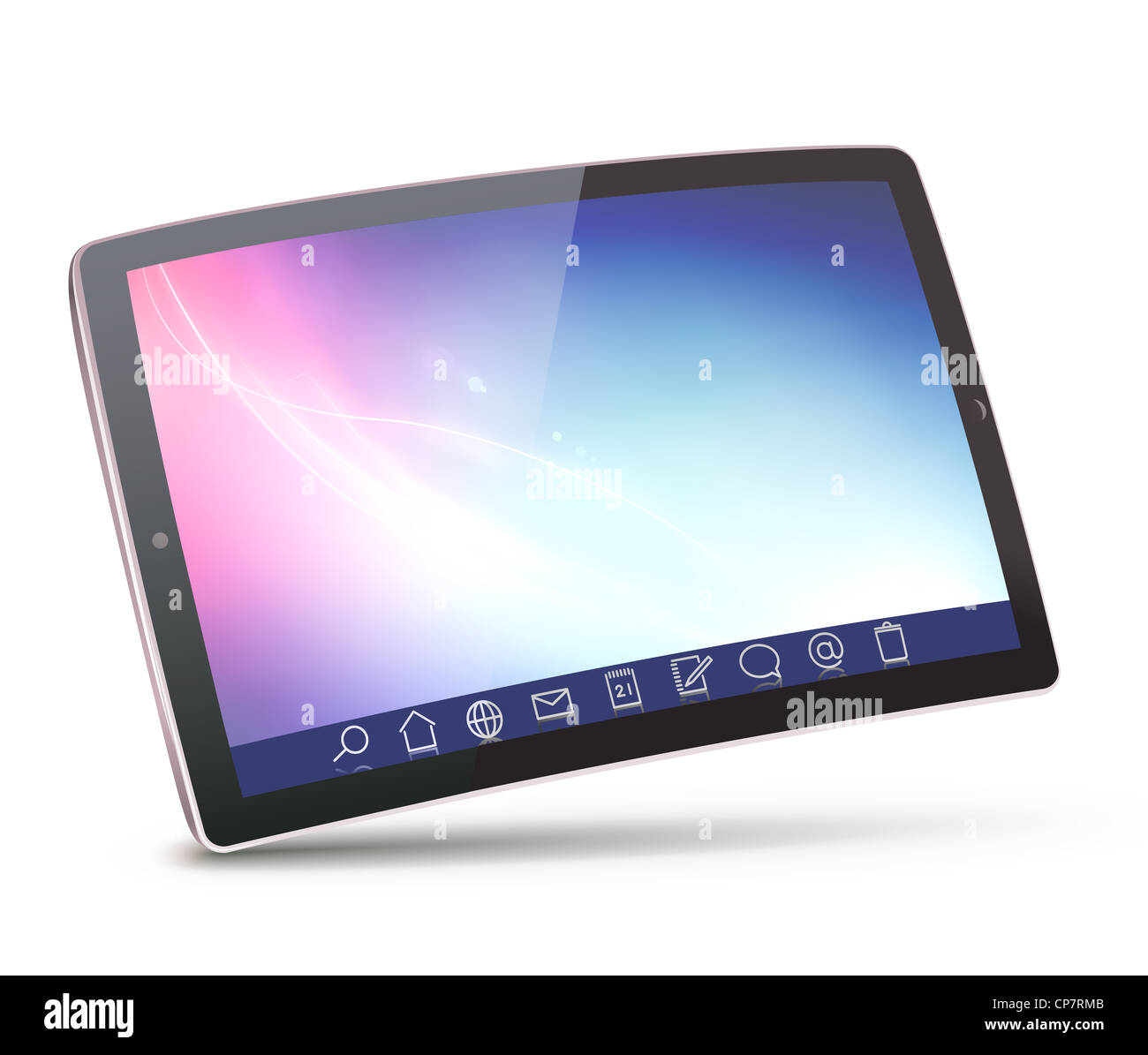 illustration of classy tablet PC with icons on a toolbar Stock Photo ...