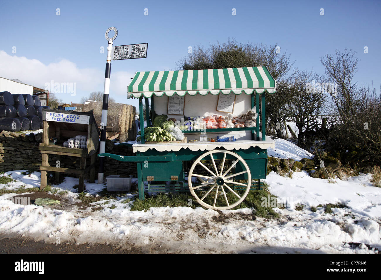 VEGETABLE CART & EGG STALL SUFFIELD NORTH YORKSHIRE ENGLAND 06 February ...