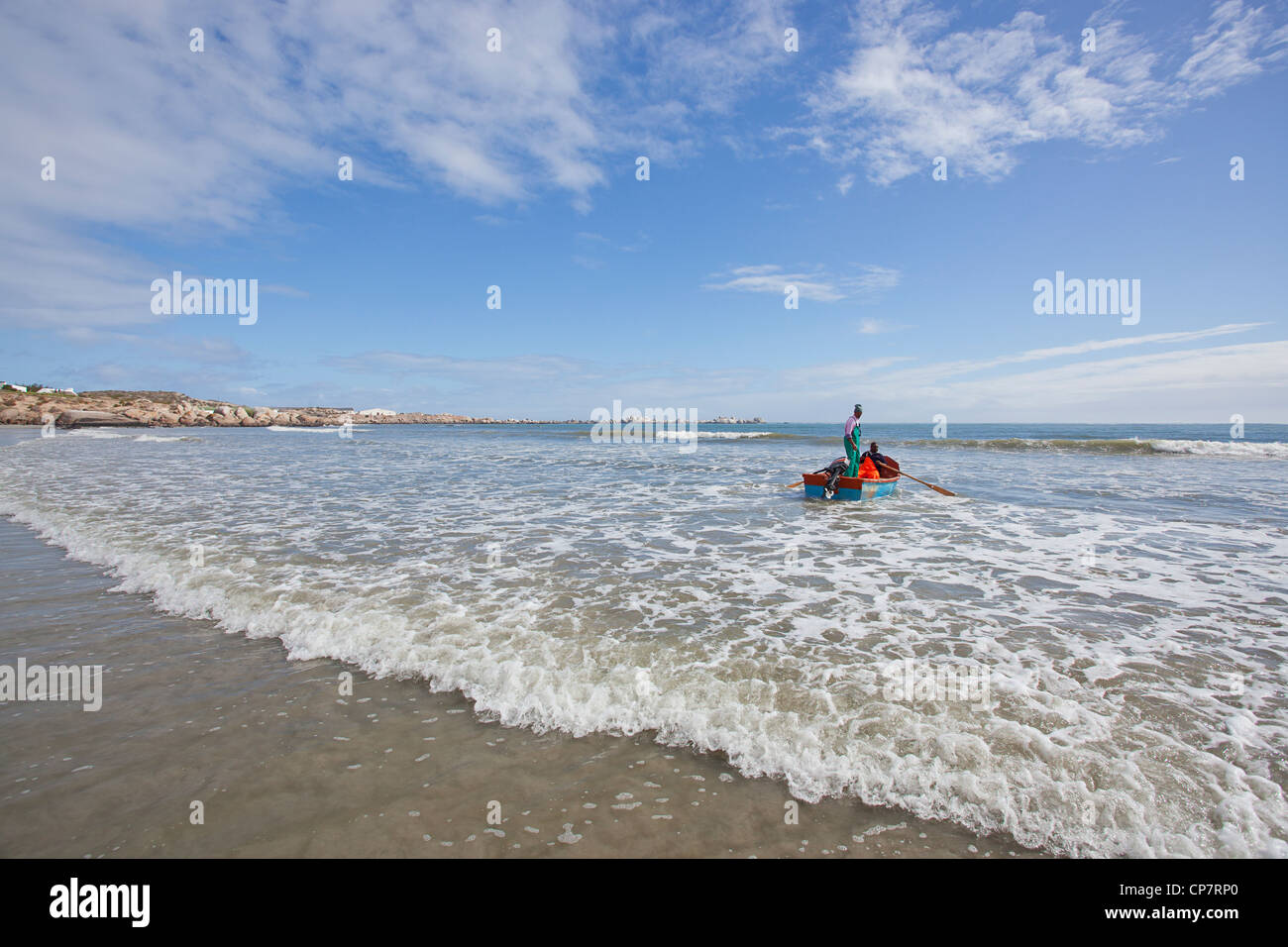 Waves and fishing boat in Paternoster Stock Photo - Alamy