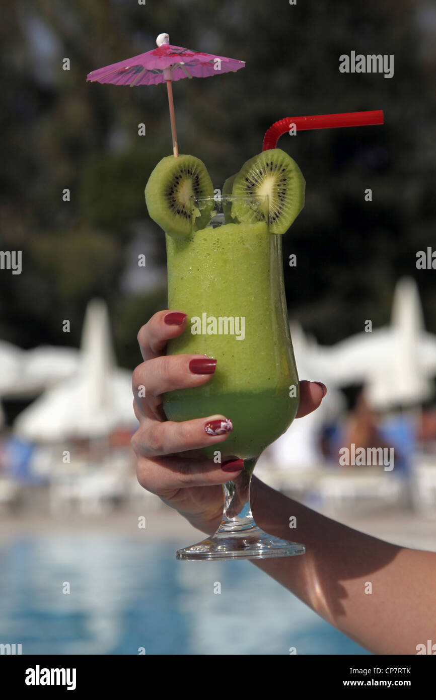 KIWI FRUIT JUICE DRINK IN HAND SIDE TURKEY 15 April 2012 Stock Photo ...