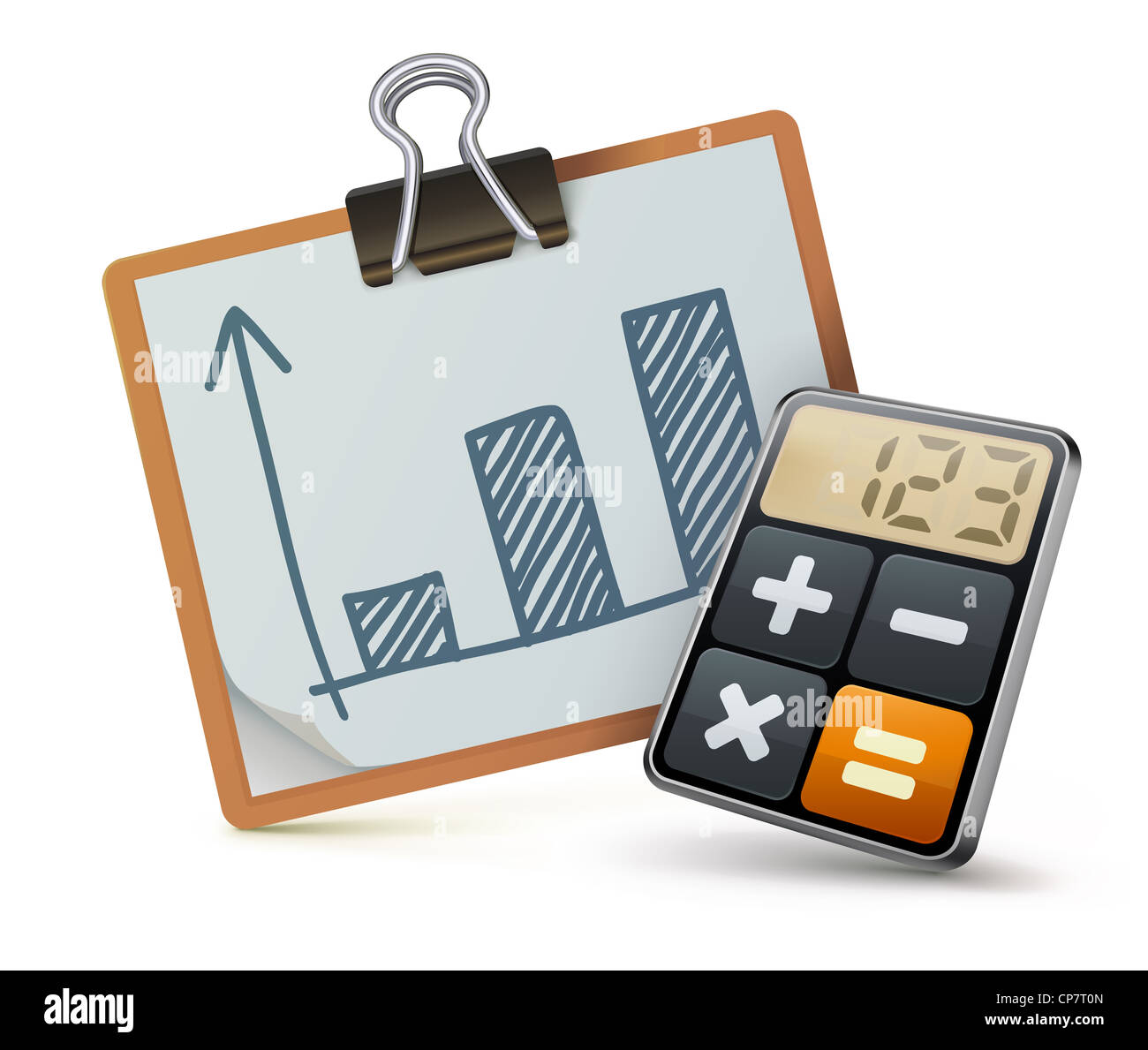 illustration of business concept with calculator icon and finance graph ...