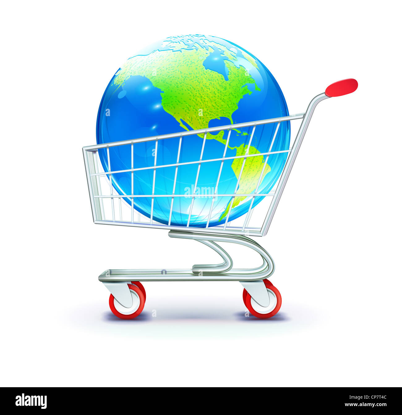 global shopping concept with shopping cart containing globe Stock Photo ...