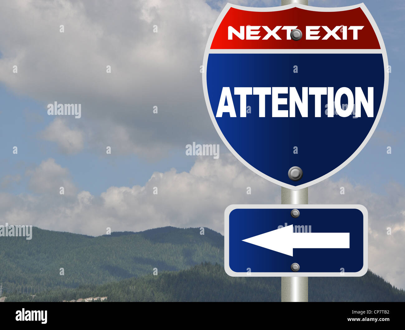 Attention road sign Stock Photo - Alamy
