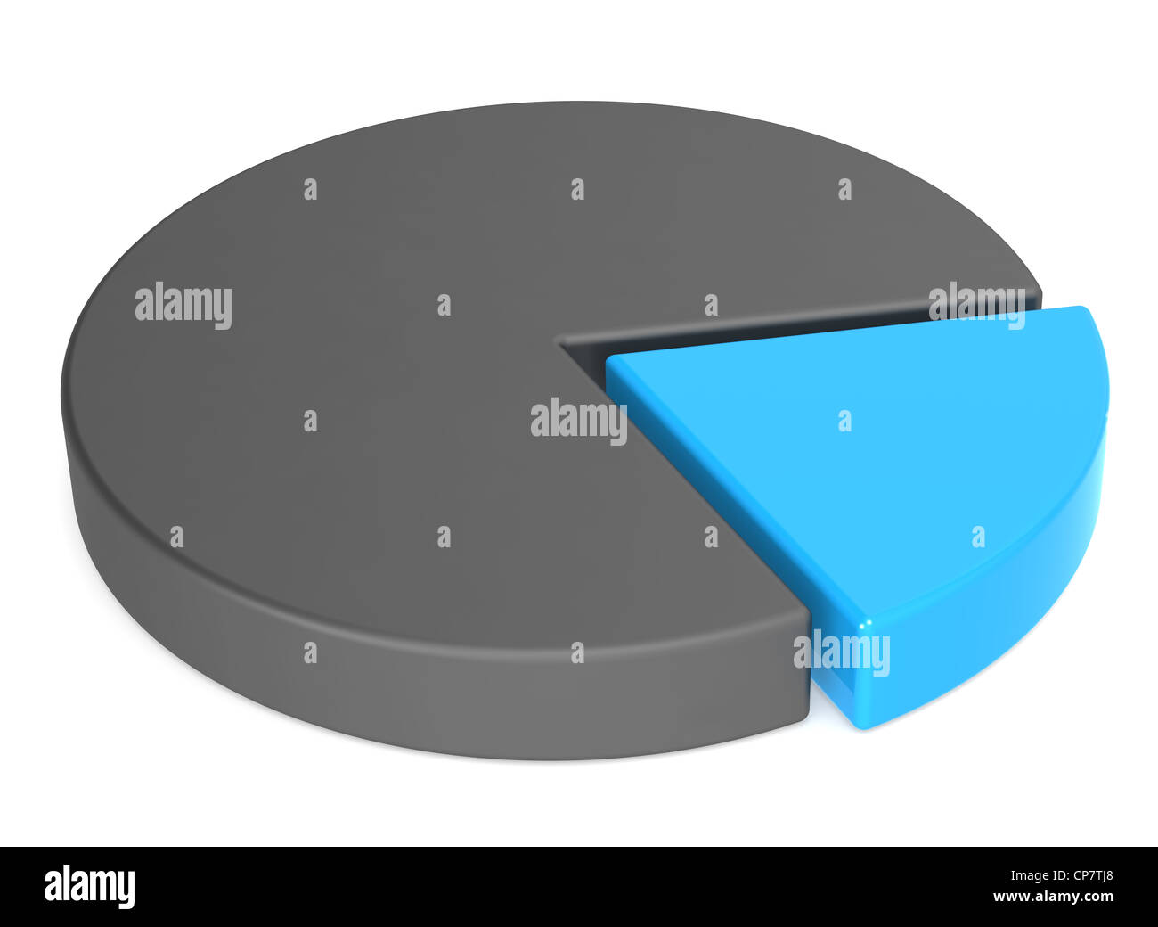 Matte black and blue Pie chart. White background. Business presentation ...
