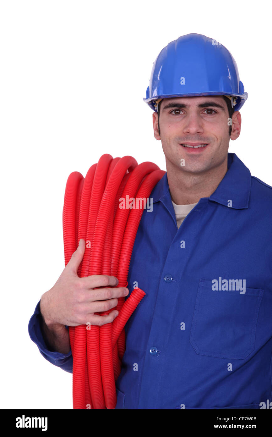 Portrait of a smiling tradesman Stock Photo - Alamy