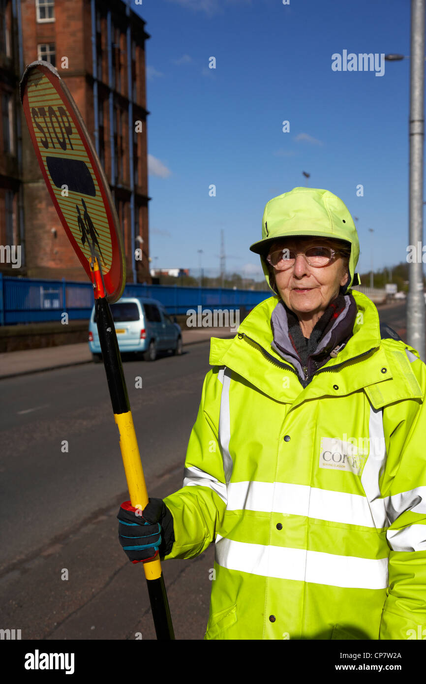 school crossing patrol officer lollipop woman Glasgow Scotland UK Stock ...