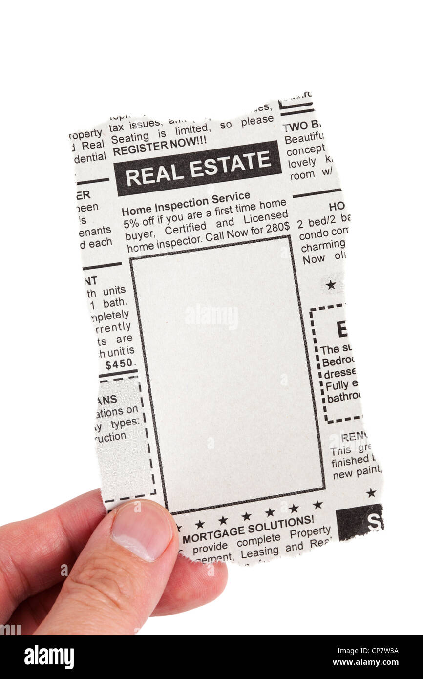 Fake Classified Ad, newspaper, Real Estate concept Stock Photo - Alamy