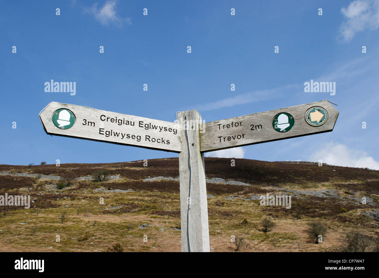 Offa's Dyke Path signing Panorama Walk Llangollen Denbighshire Wales ...