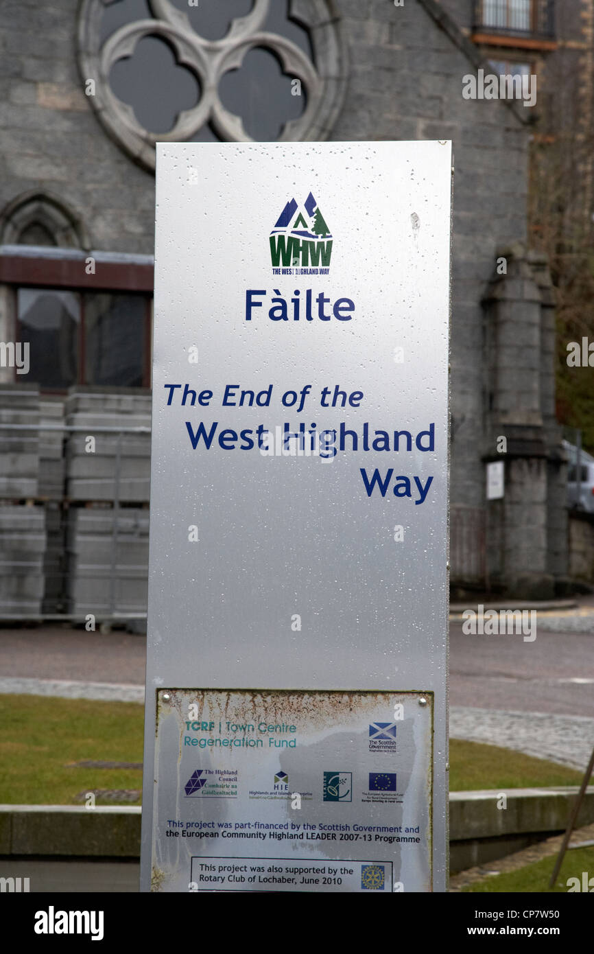 marker for the end of the west highland way Fort William Scotland UK ...