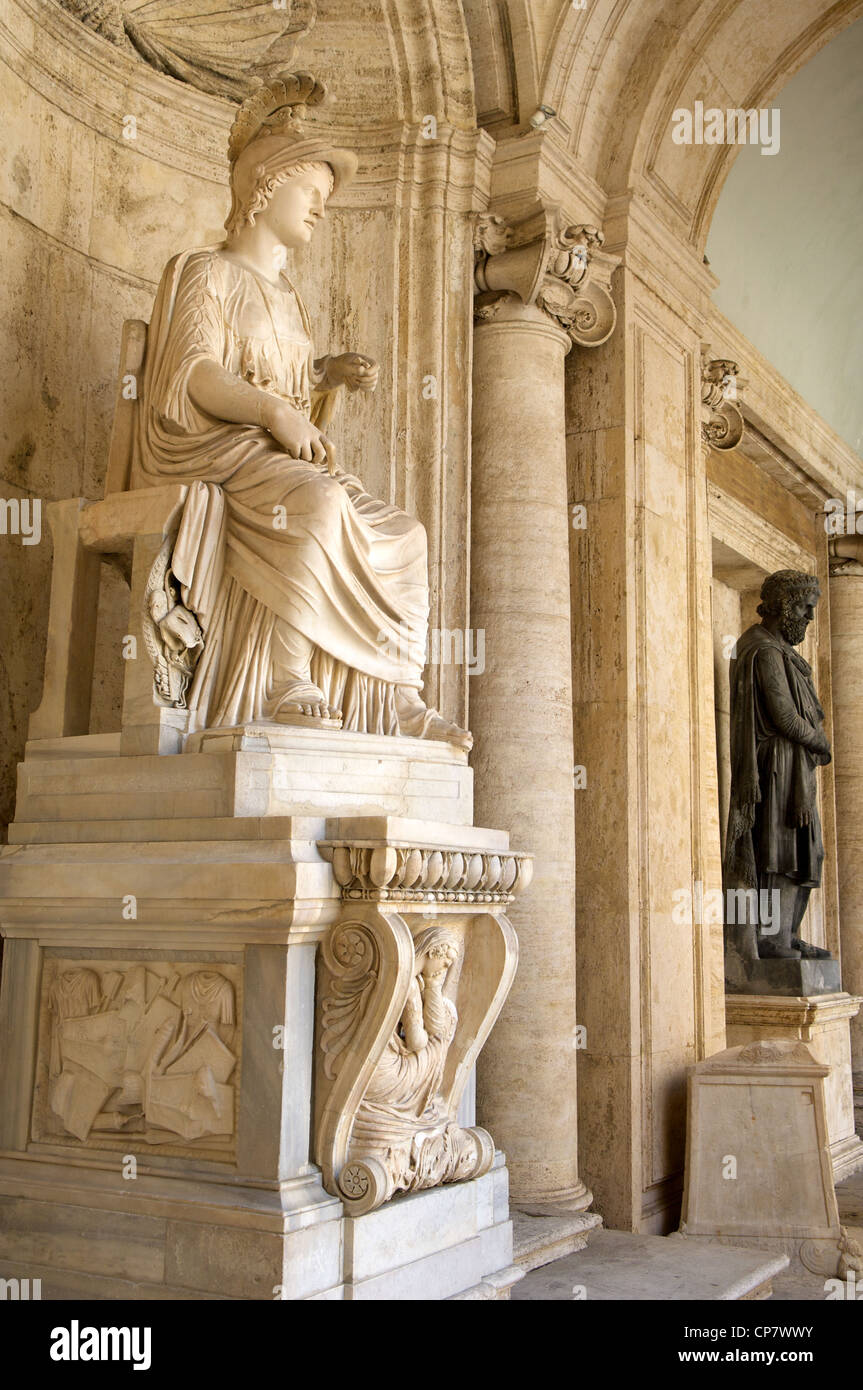 Ancient sculptures inside the Capitoline Museum, Campidoglio, Rome ...