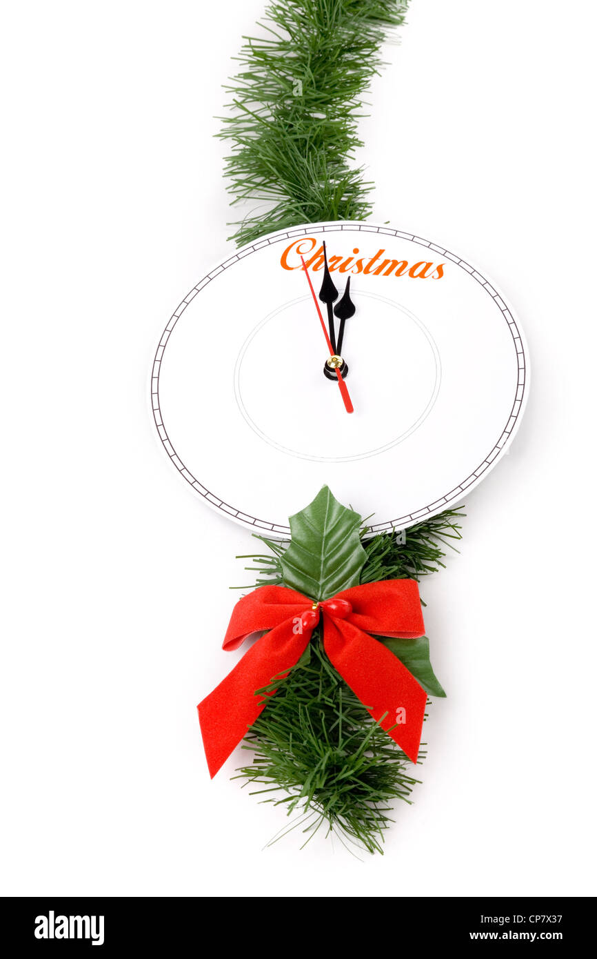 clock face and christmas decoration, concept of christmas Stock Photo ...