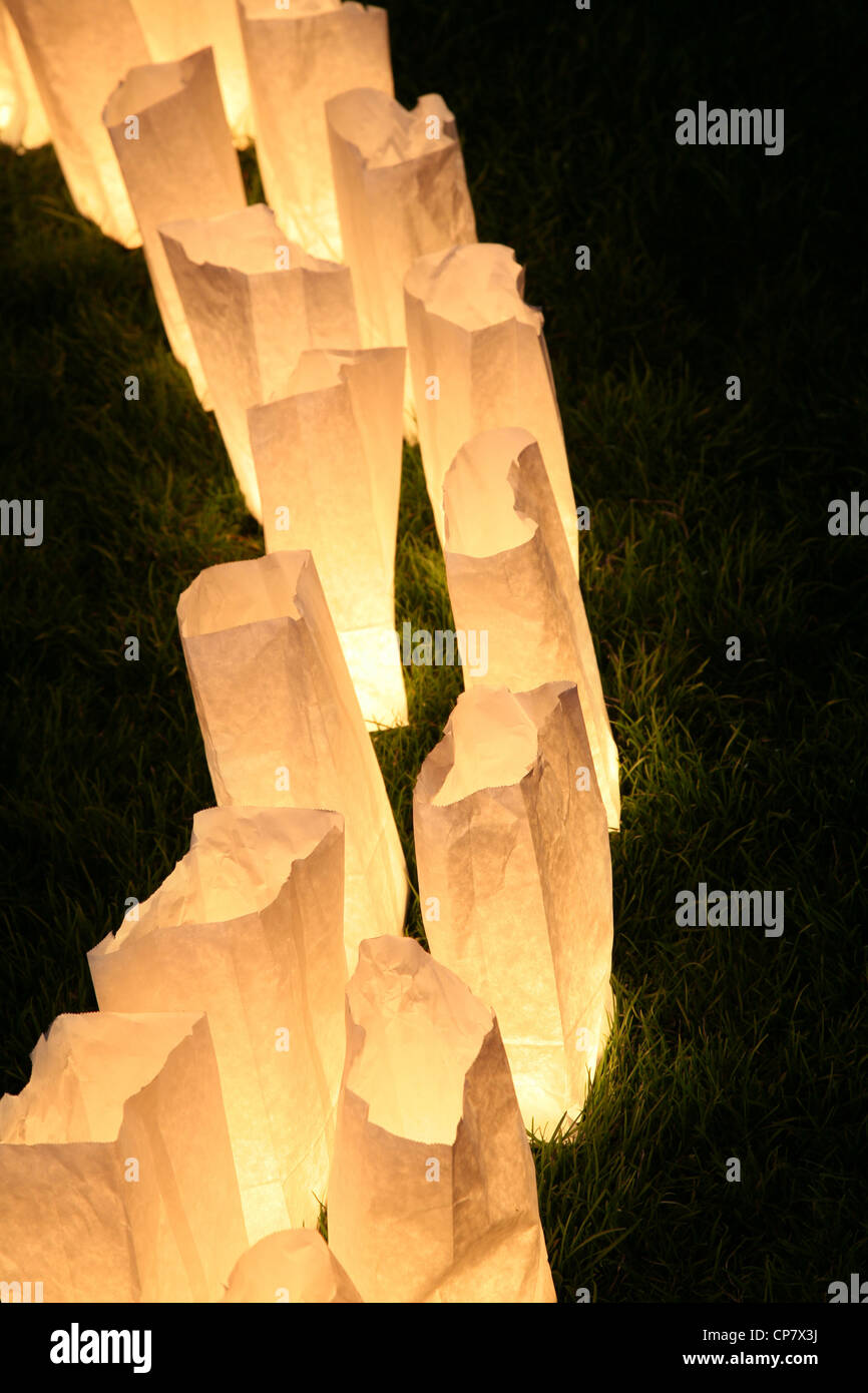 white paper bag lamps close up shot Stock Photo - Alamy