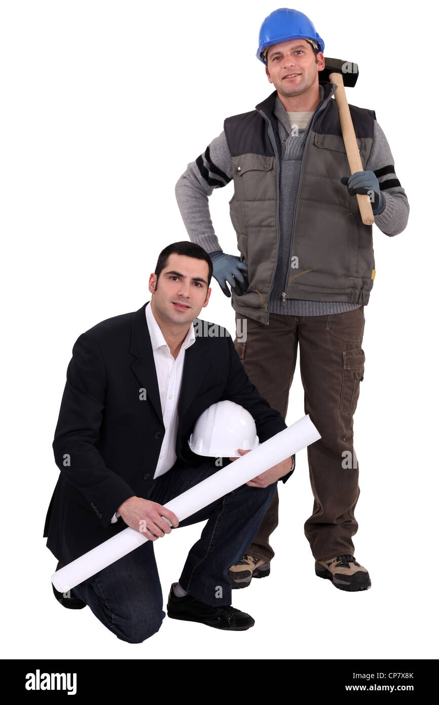 Architect and builder Stock Photo - Alamy
