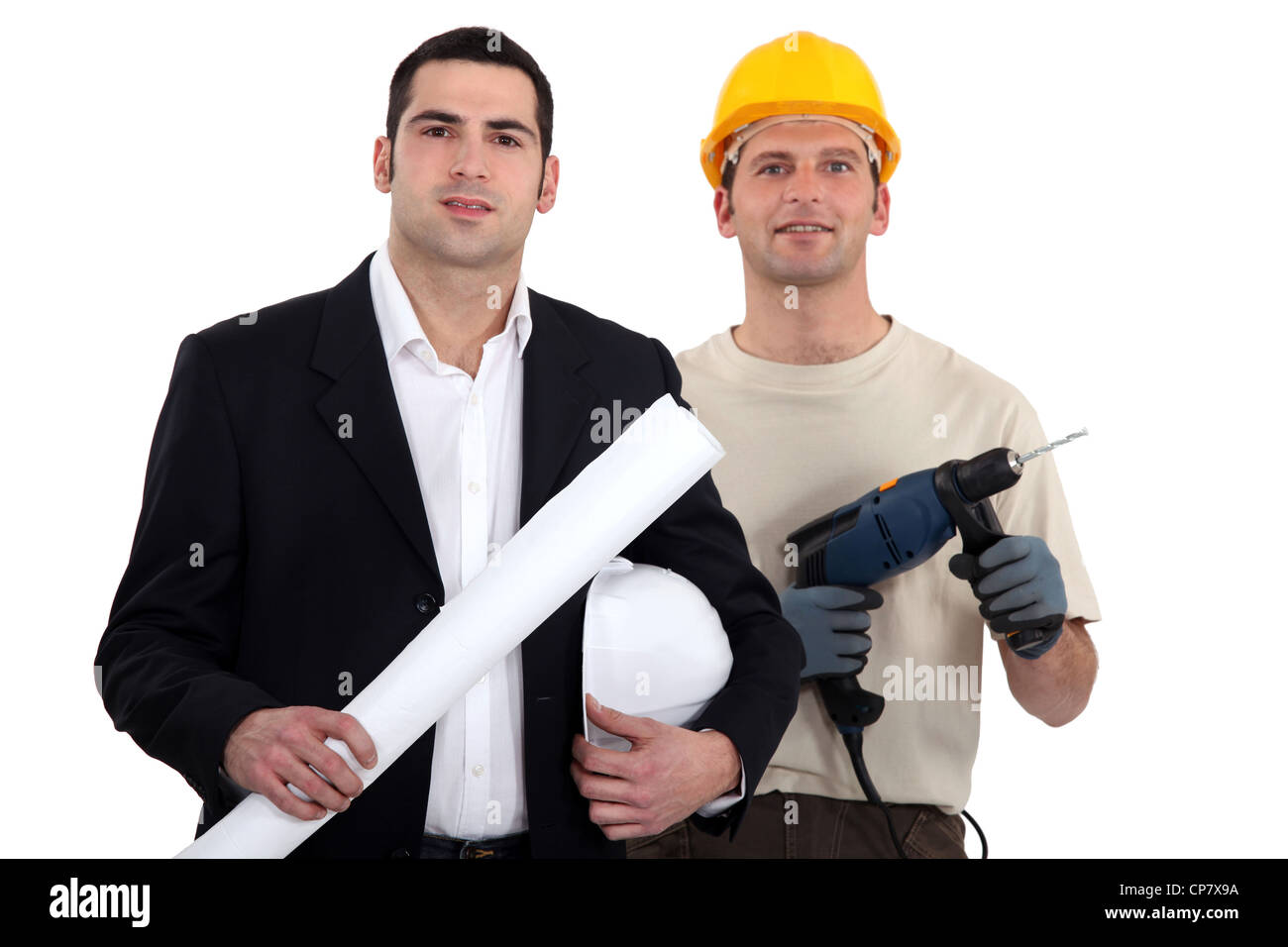 Architect and builder Stock Photo - Alamy
